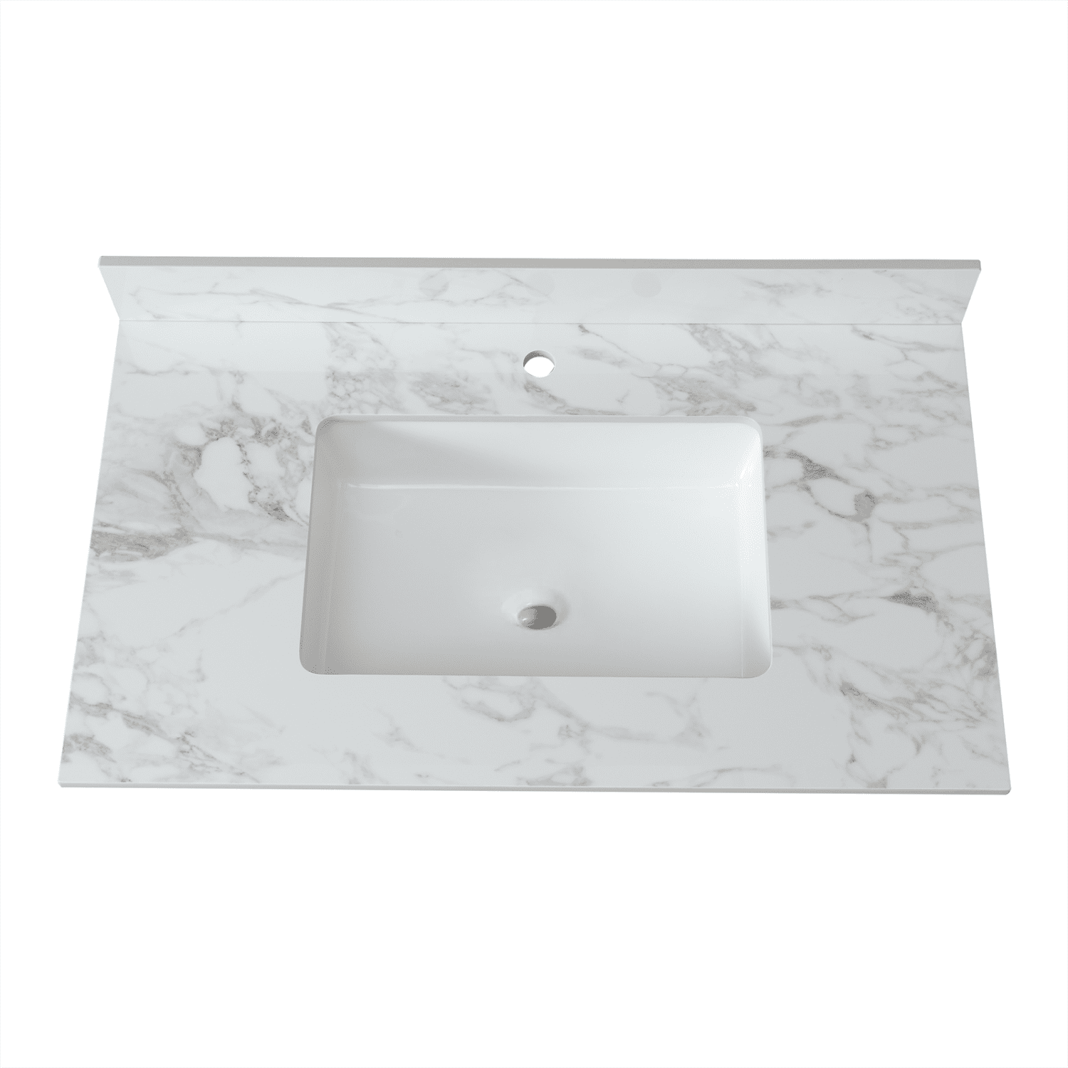 37”x22” Sintered Stone Carra White Vanity Top Rectangular Undermount ...