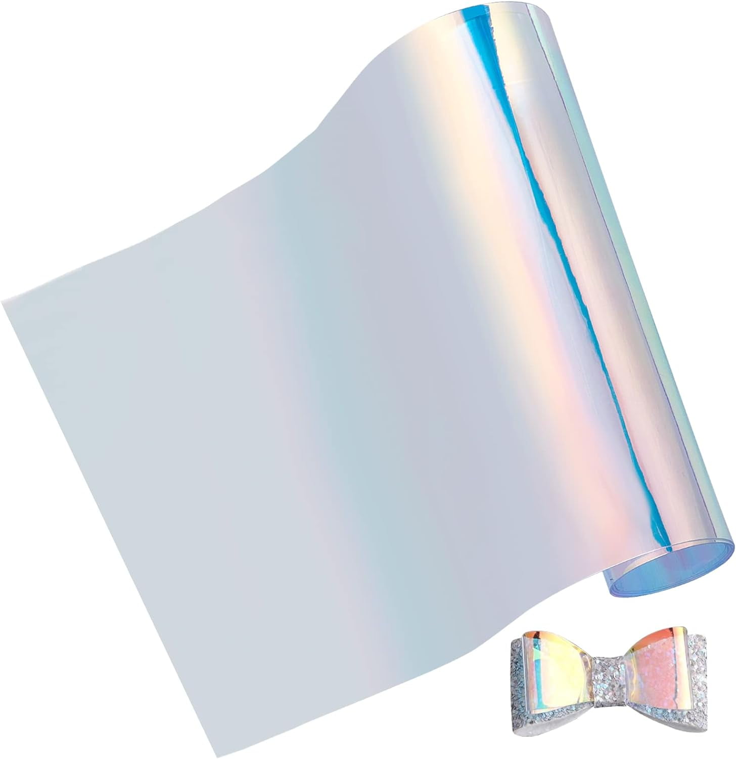 37"x8"PVC Holographic Sheet Transparent Iridescent Opal Roll Vinyl ...