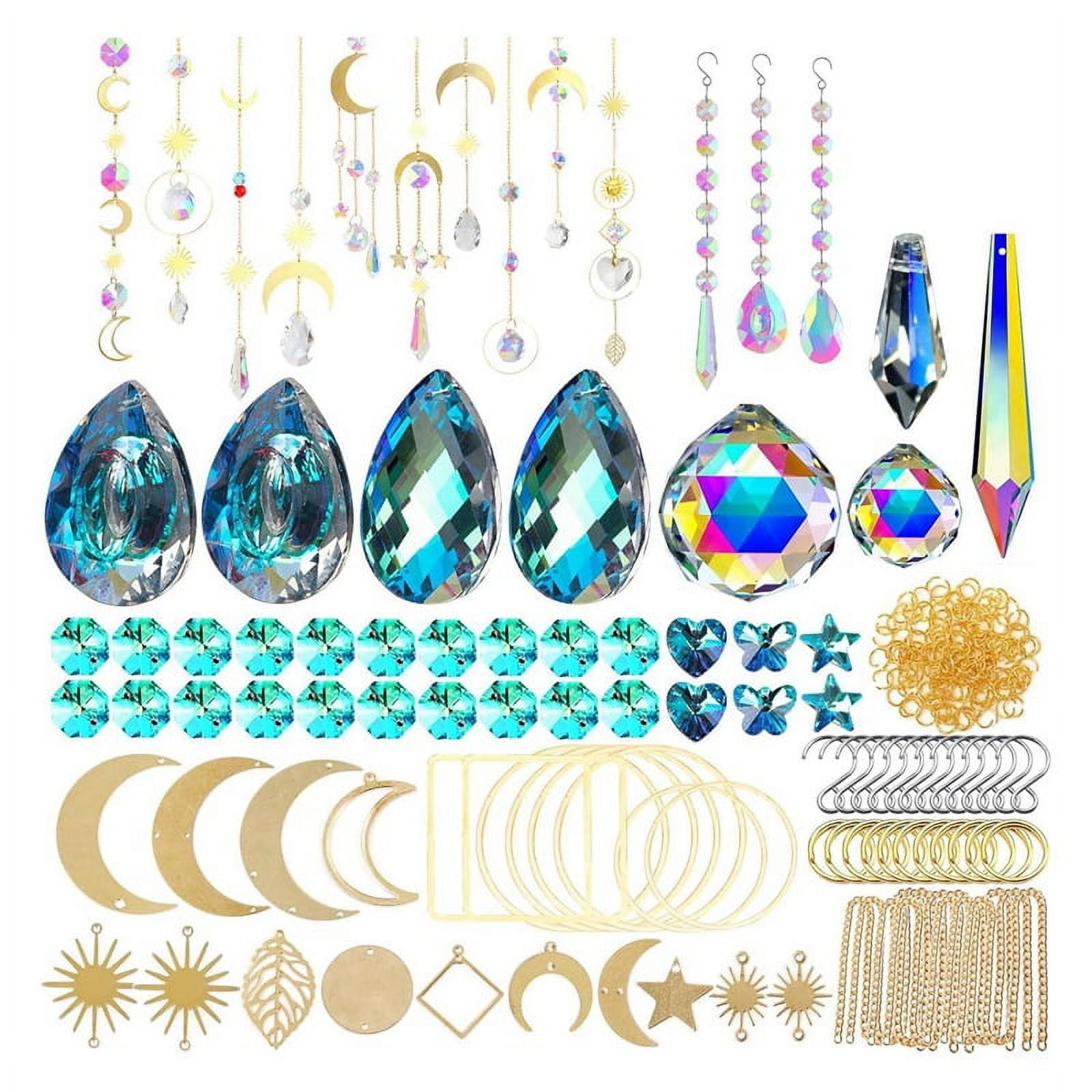 370 Pcs Crystal Kits Hanging Chandelier Crystals Prisms Parts Rainbow ...