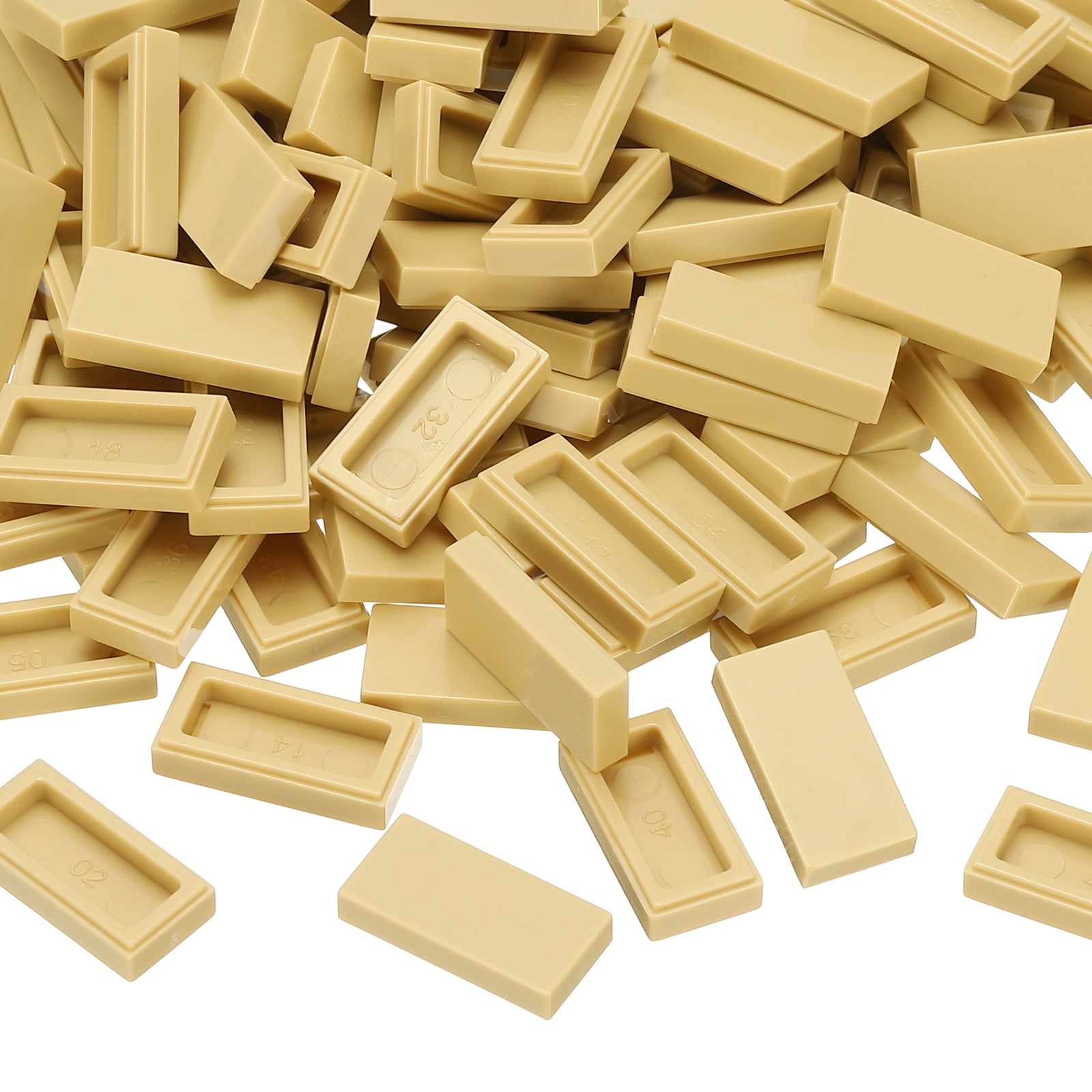 370 Pcs Flat Blocks Bulk, 1x2 Square Apricot Classic Tiles Smooth ...