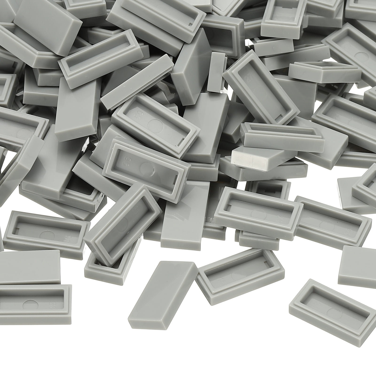 370 Pcs Flat Blocks Bulk, 1x2 Square Light Gray Classic Tiles Smooth ...