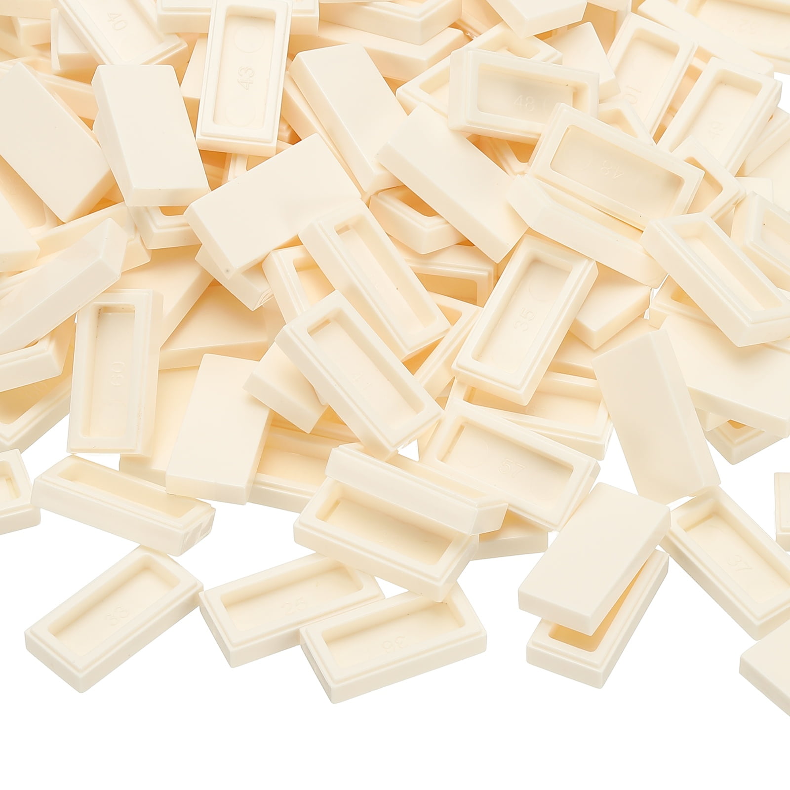 370 Pcs Flat Blocks Bulk, 1x2 Square White Classic Tiles Smooth Surface ...