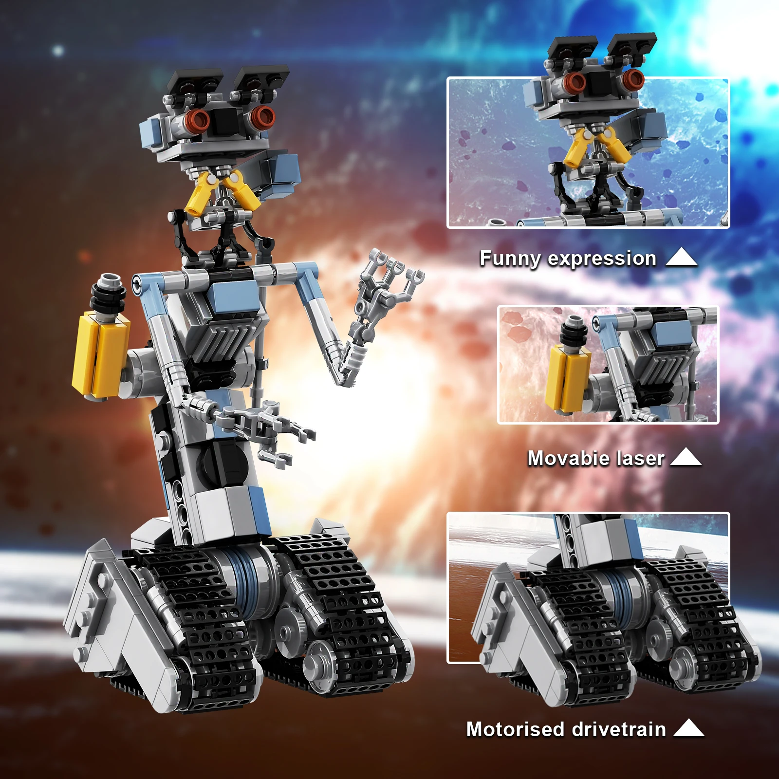 370 Pieces Johnnys 5 Robot Building Set, Shorted Movie Johnnys Five ...