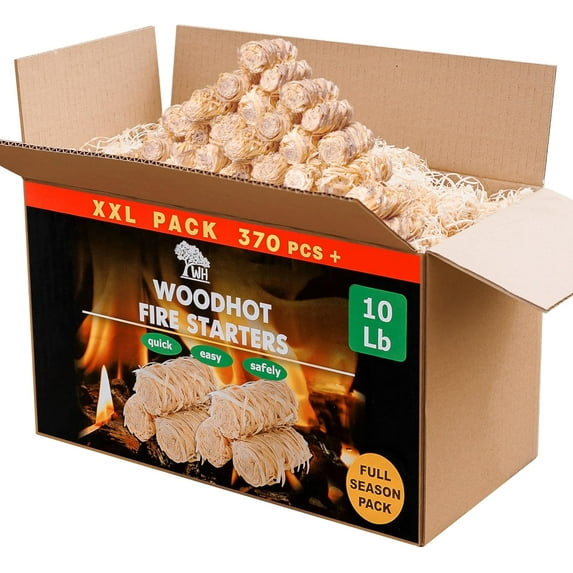 370 pcs Natural Fire Starters for Indoor Fireplace - 10lb Lar Box Long ...