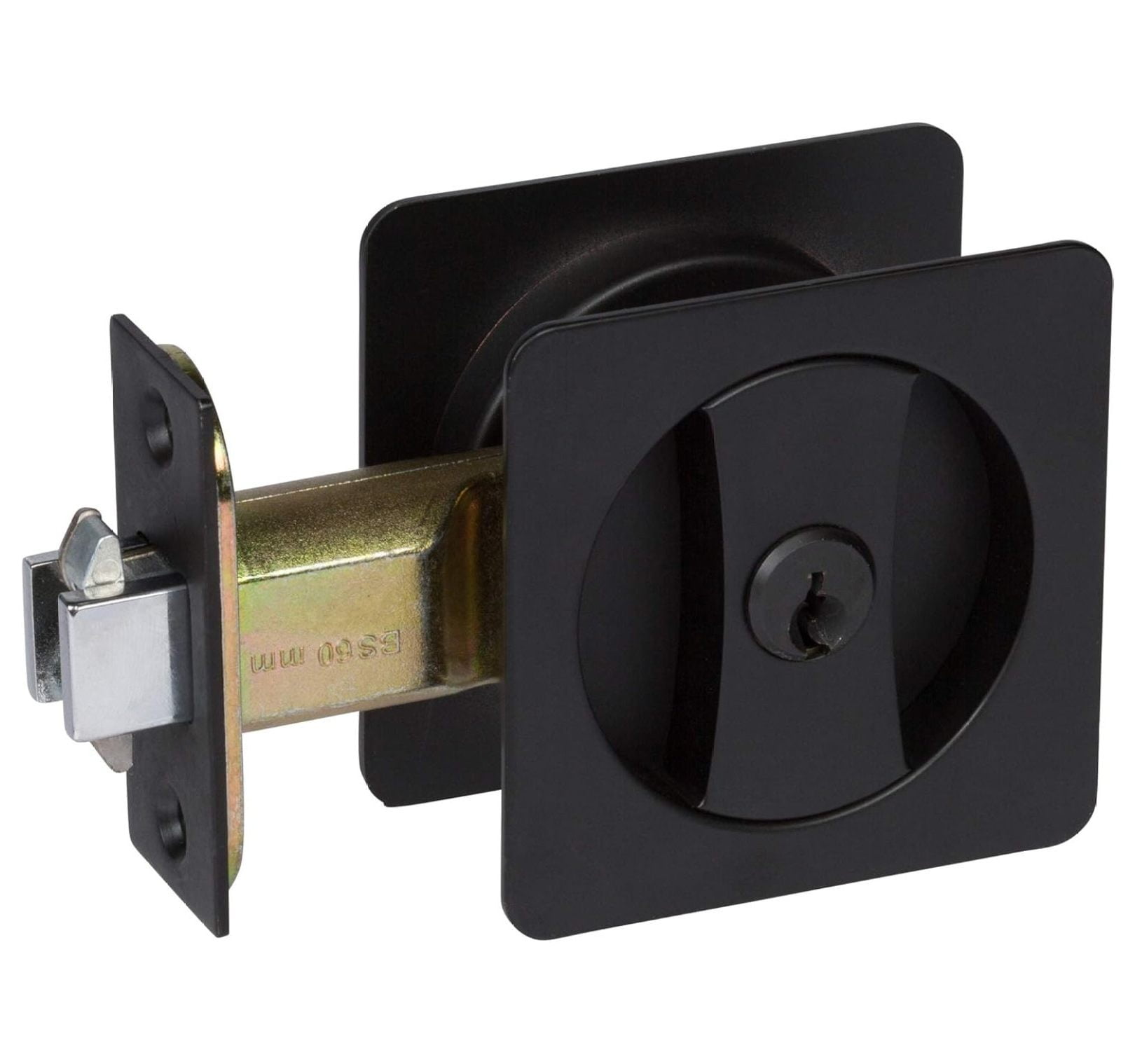 370004 Black Contemporary Entrance Square Pocket Door Lock with Edge ...