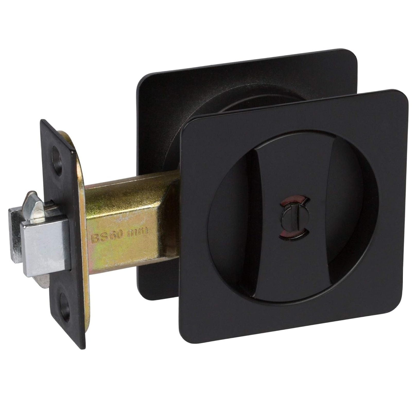 370104 Black Contemporary Privacy Square Pocket Door Lock with Edge ...