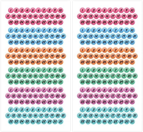372-Piece Rainbow Color Planner Stickers - Foiled Date Dots, Number ...