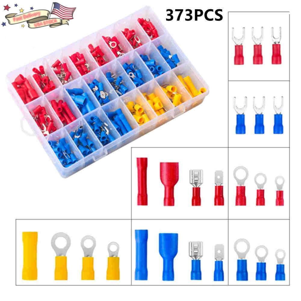 373PCS ELECTRICAL WIRE TERMINALS ASSORTMENT SET INSULATED CRIMP ...