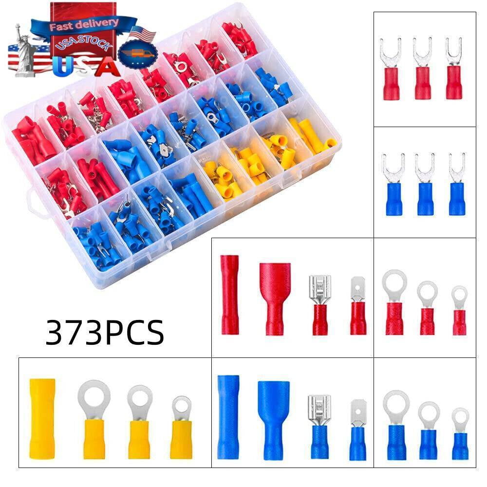 373PCS Insulated Electrical Splice Spade/Crimp/Ring Terminal Wire ...