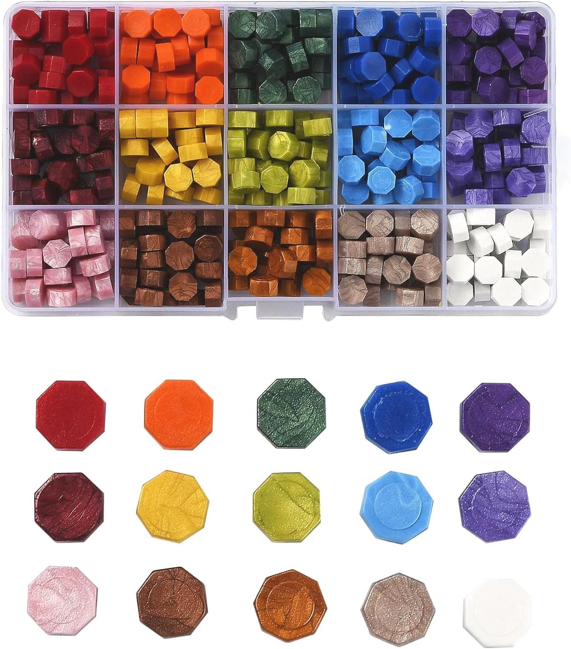 375 Pcs 15 Colors Sealing Wax Particles Octagonal Wax Sealing Beads ...
