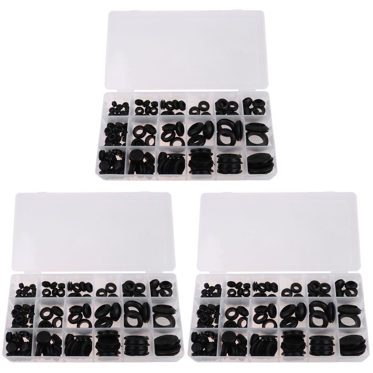 375 pcs Black Rubber Seal Ring Type Rubber Grommets Retaining Ring Set ...