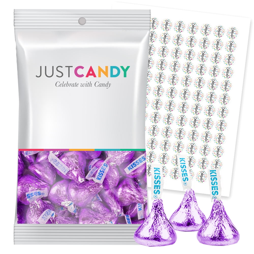 375ct Purple Foiled Milk Chocolate Kisses Candy With Celebrate Stickers ...