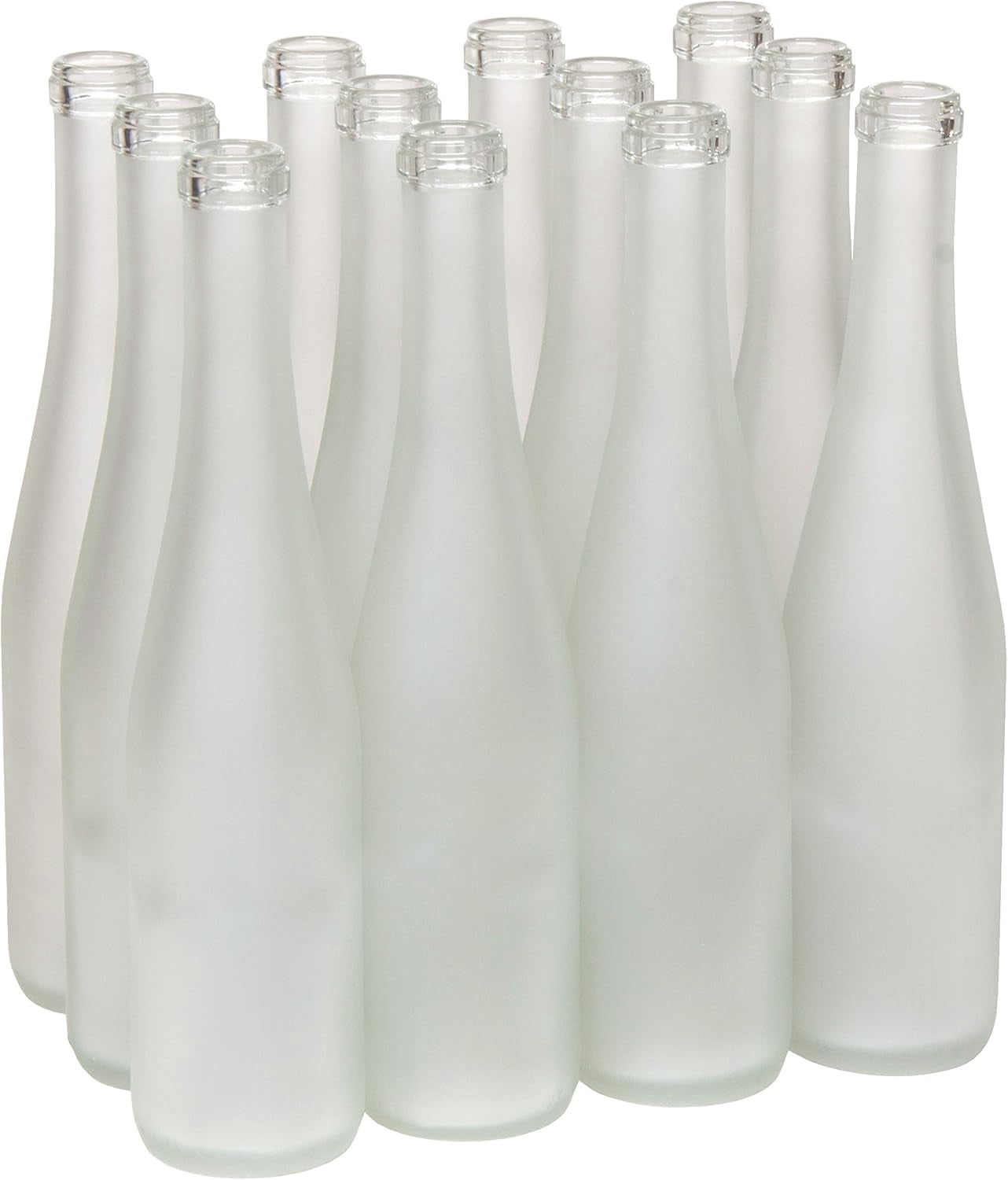 375ml Frosted Glass Stretch Hock Wine Bottle Flat-Bottomed Cork Finish ...