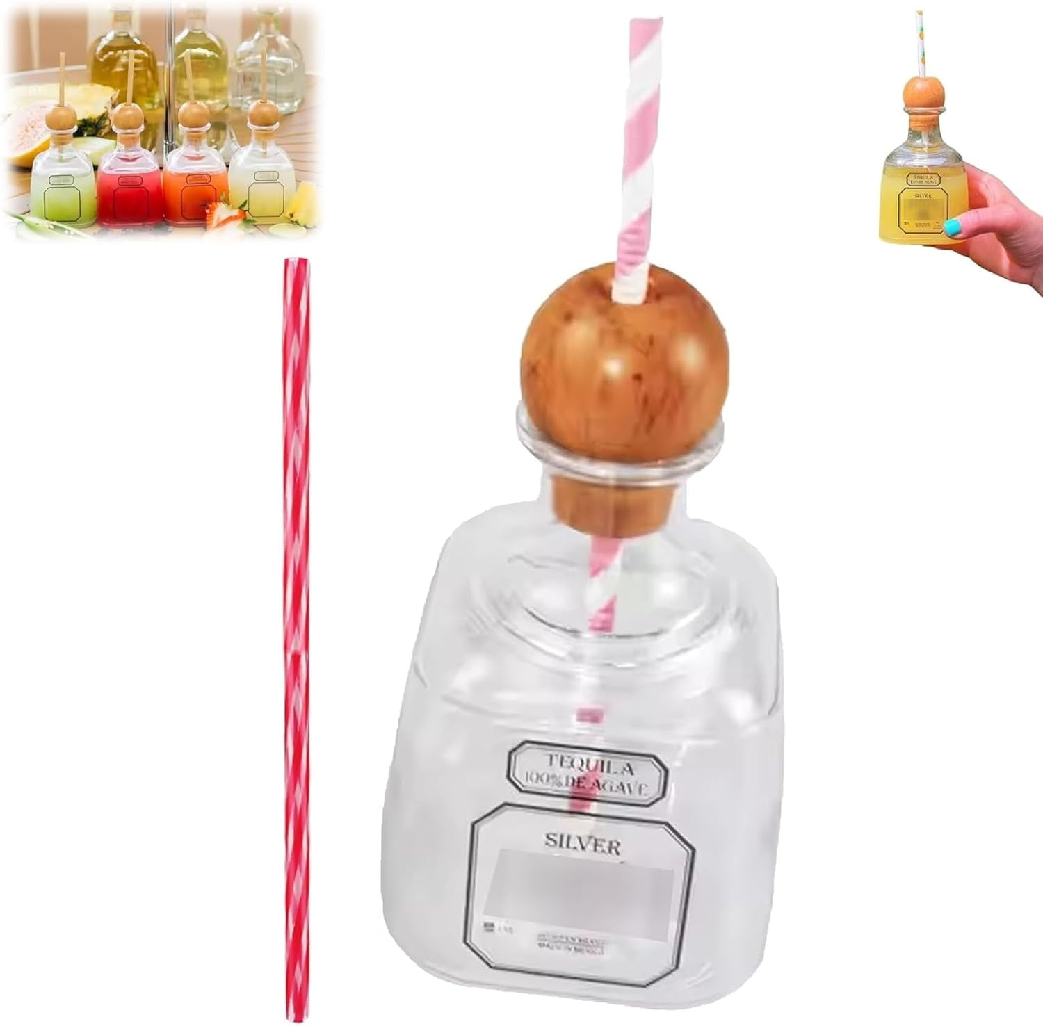 375ml Patron Mini Plastic Bottle with Cork, Bottles Empty for Drinks ...