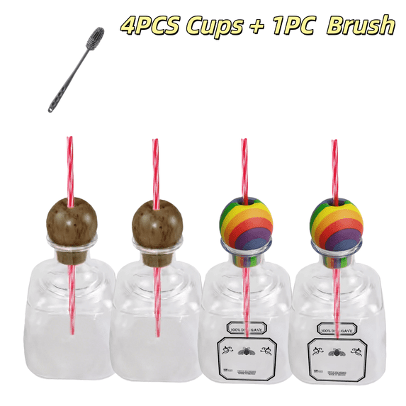 375ml Patron Reusable Cups with Straw and Cleaning Brush, Empty Acrylic ...