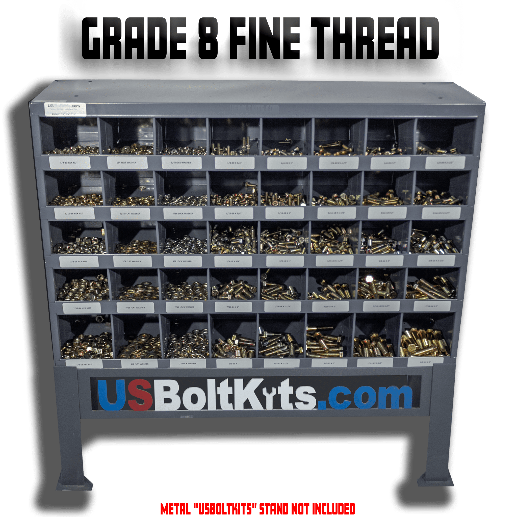 3765 Piece Grade 8 SAE Fine Thread Bin Kit with 40 Hole Bin - Walmart.com