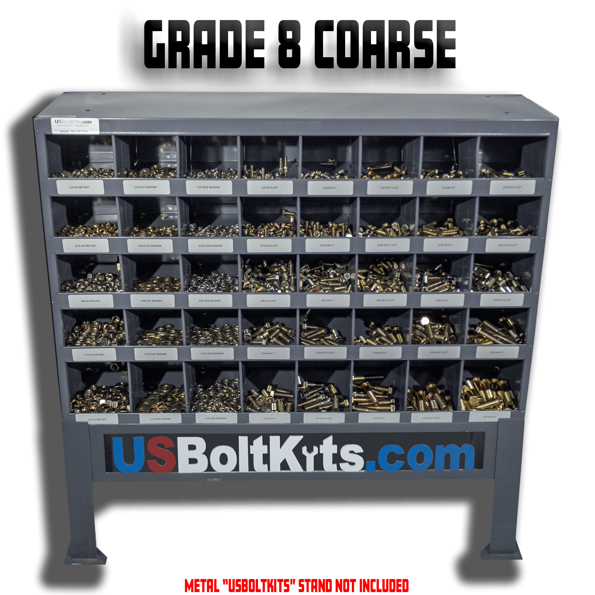3765 Piece Grade 8 USS Coarse Thread Bin Kit with 40 Hole Bin - Walmart.com