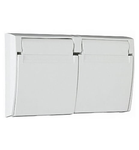 3780SCWH White Weatherproof Duplex Outlet Thermoplastic Self Closing ...