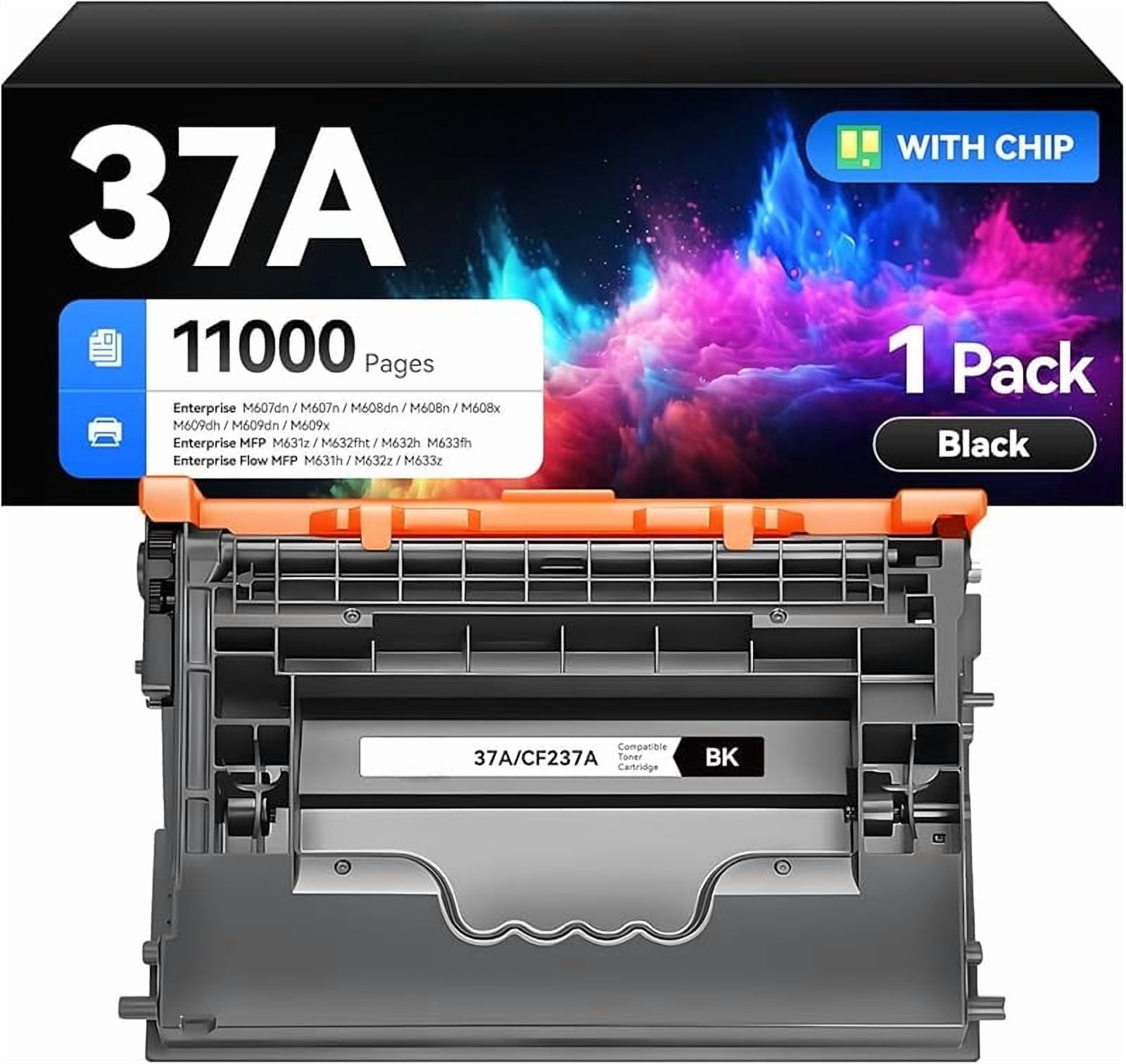 37A Black Toner Cartridge 1-Pack High Yield with Chip Replacement for ...