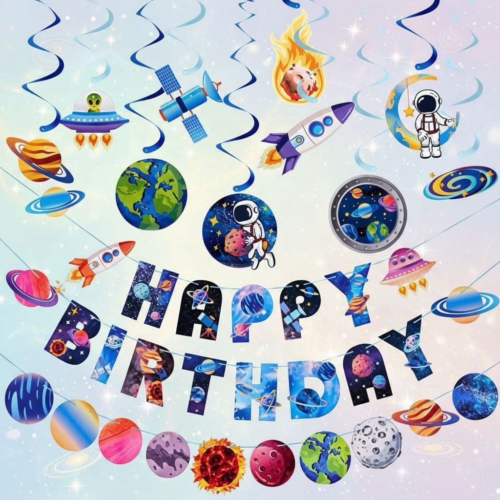 37PCS Galaxy Birthday Decorations Kit - Solar System, Outer Space ...