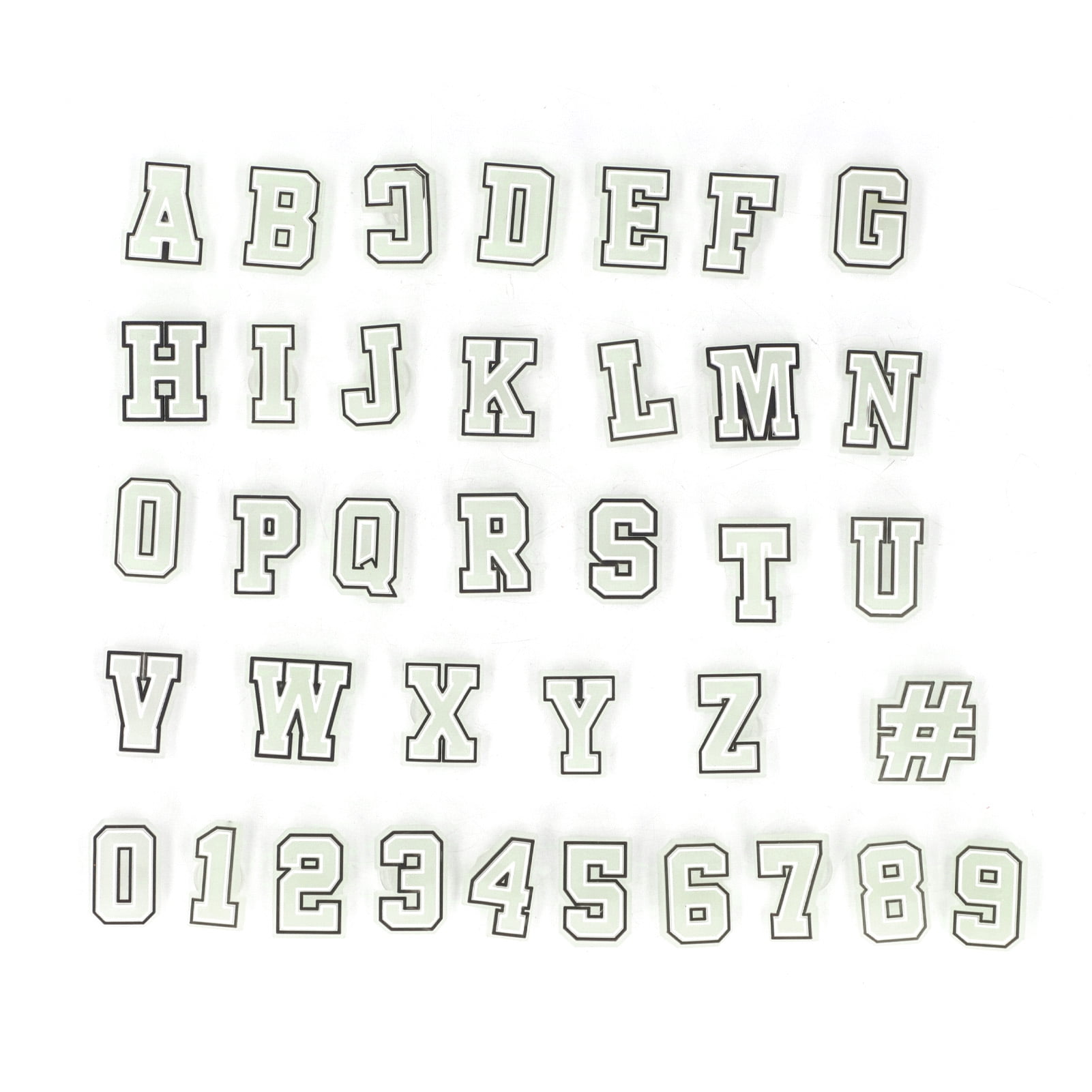 37PCS Hole Shoe Luminous Decorations Alphabet Letters Numbers Shape ...