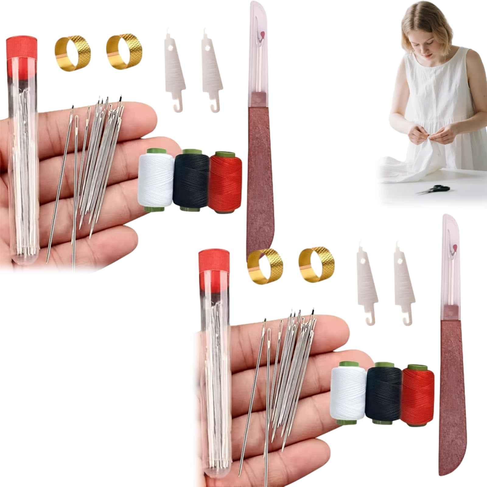 37PCS Sewing Tool Set, Portable DIY Hand Made Craft Set, Needles Thread ...