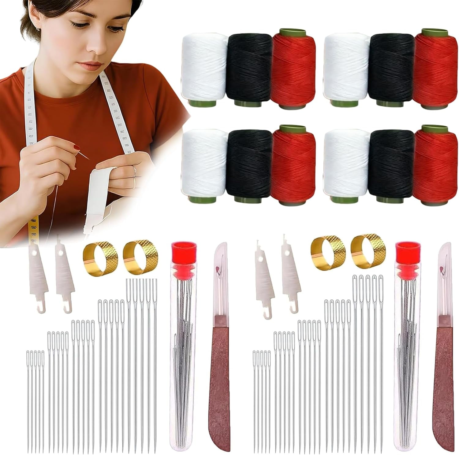 37PCS Stainless Steel Needles for Hand Sewing, Big Eye Steel Sewing ...