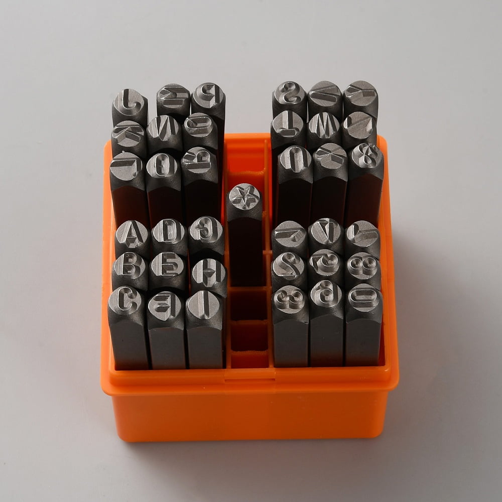 37Pcs 1/4"(6mm) Metal Letter Punch Set (A-Z & 0-9) Steel Number and ...