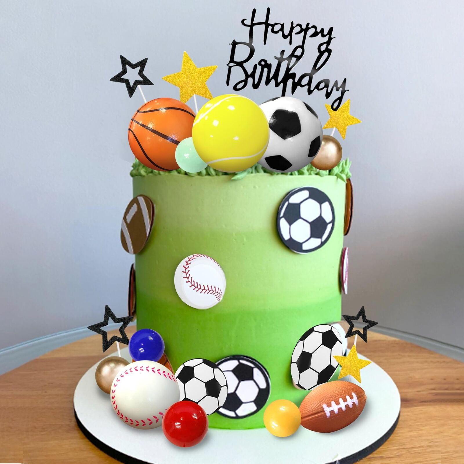 37Pcs Sports Cake Toppers Sport Cake Decoration with Soccer Baseball ...