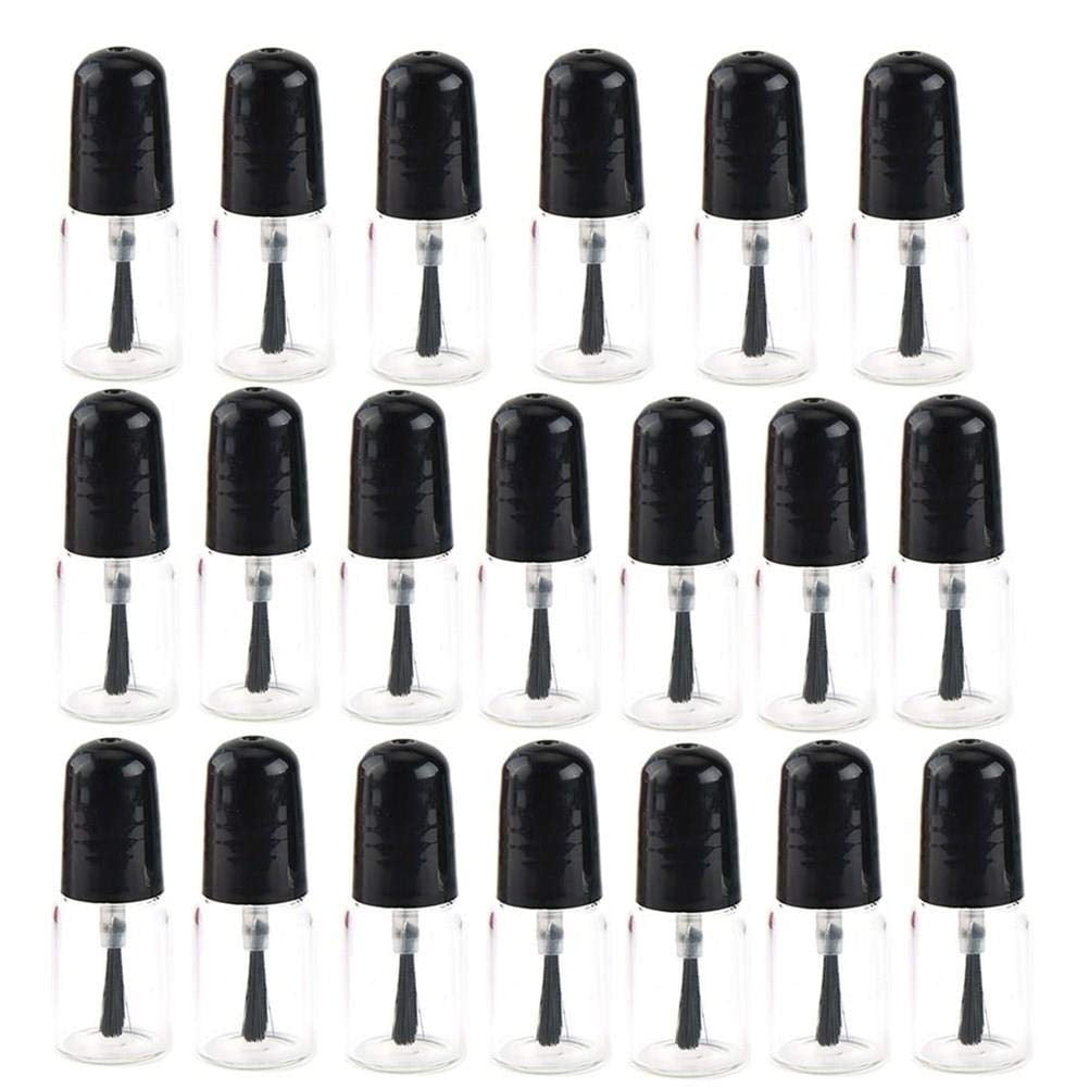 37YIMU 20 Pieces 3ml Empty Nail Polish Bottles with Brush Cap, Clear Glass Bottle Container C45 ...