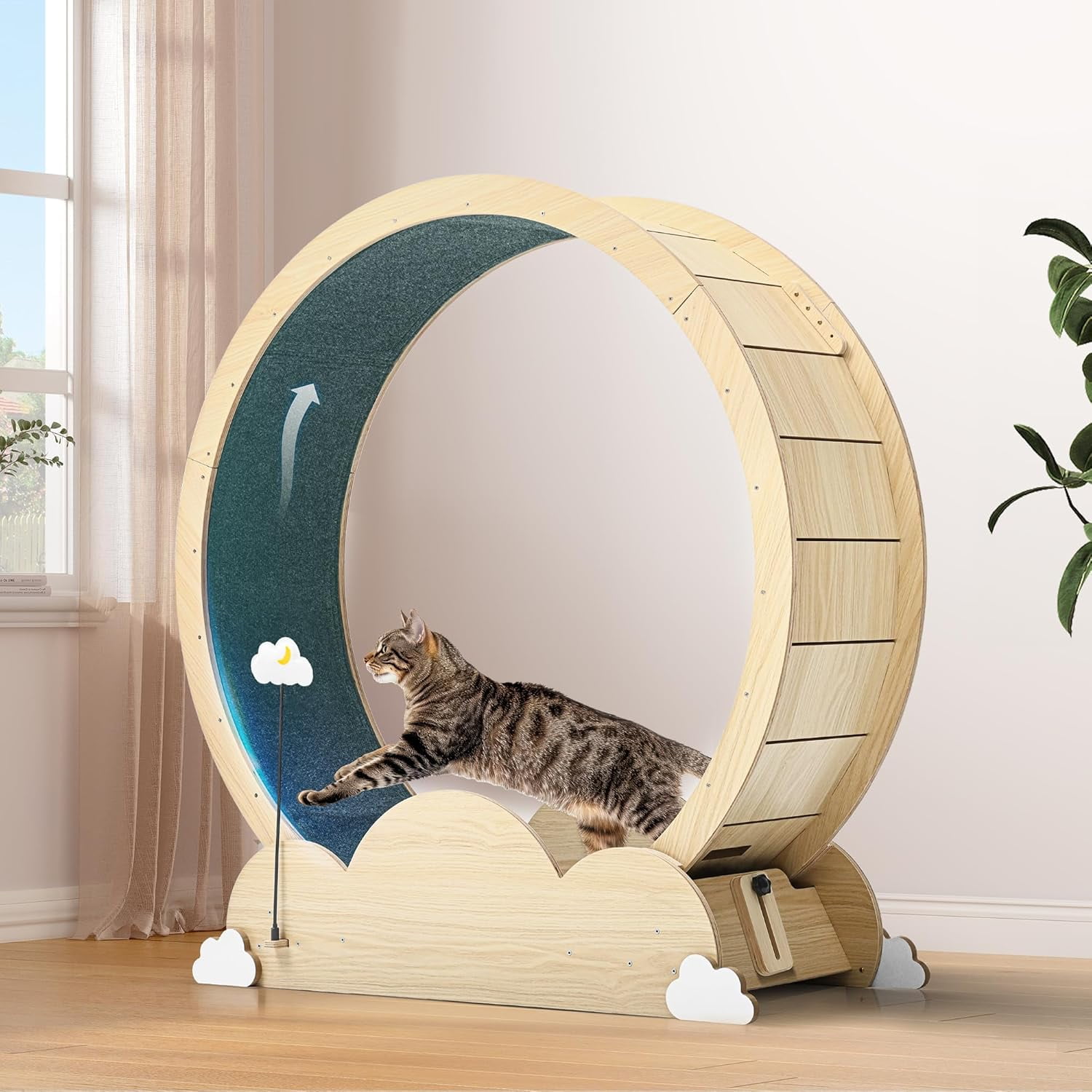 37in Cat Exercise Wheel with Locking Mechanism, Cat Wheels for Indoor ...