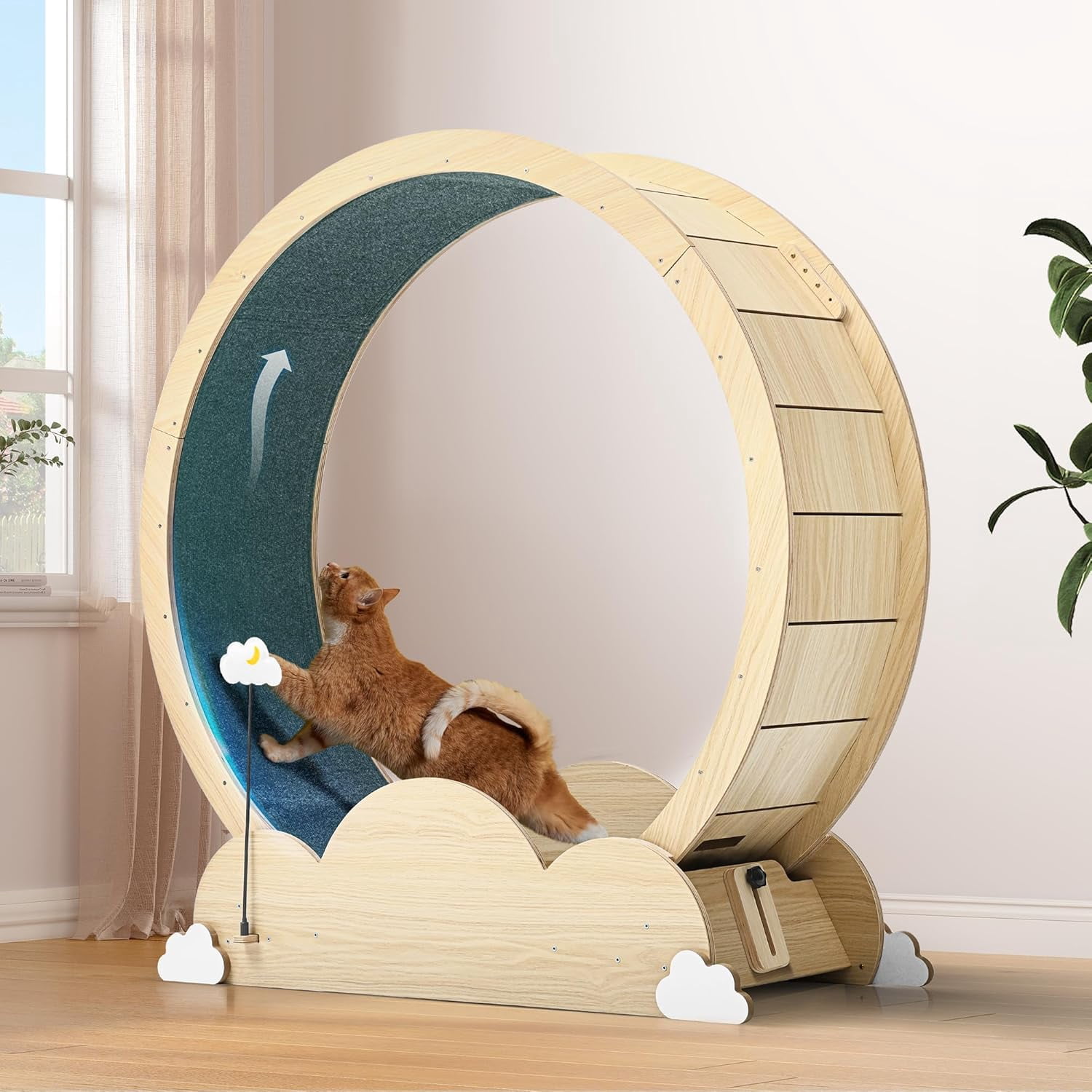 37in Cat Exercise Wheel with Locking Mechanism, Cat Wheels for Indoor ...