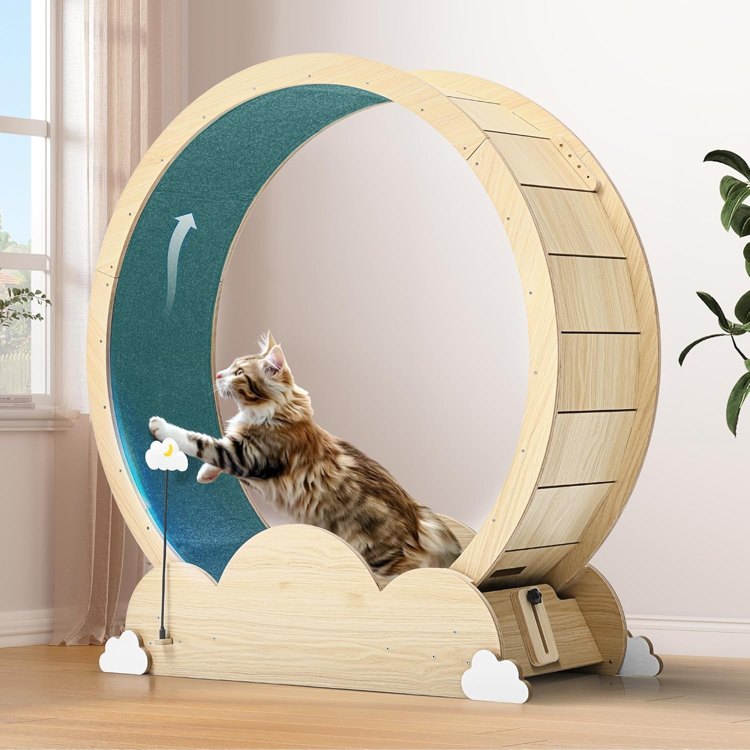 37in Cat Exercise Wheel with Locking Mechanism, Cat Wheels for Indoor ...