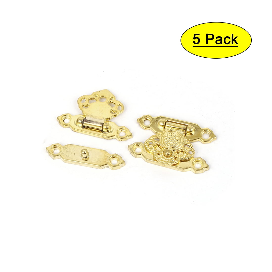 37mm x 26mm Metal Box Drawer Clasp Hasp Hook Lock Lid Latch Gold Tone ...
