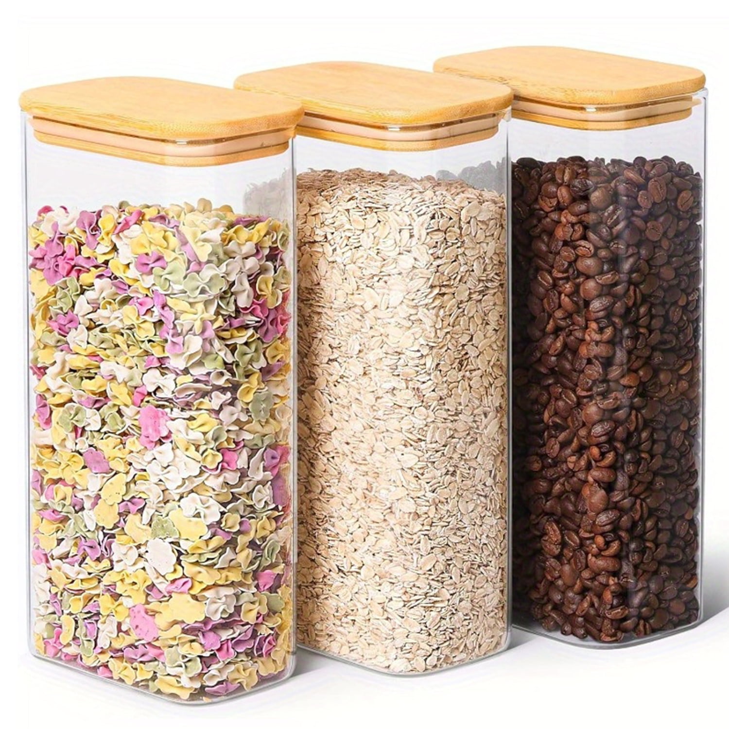 37oz/54oz Rectangle Plastic Storage Containers with Bamboo Lids - Clear ...