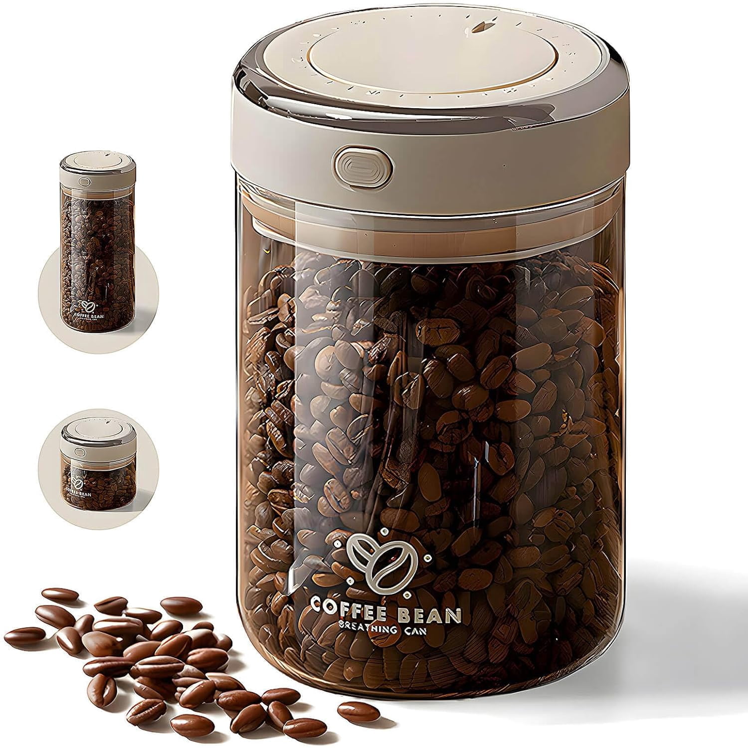 37oz Coffee Storage Container - Vacuum Seal Borosilicate Glass Canister ...