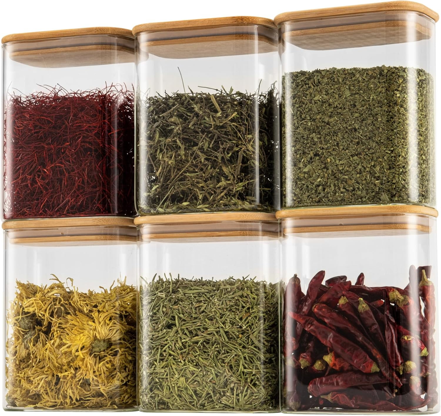 37oz Rectangle Airtight Glass Storage Containers with Bamboo Lids (Set ...