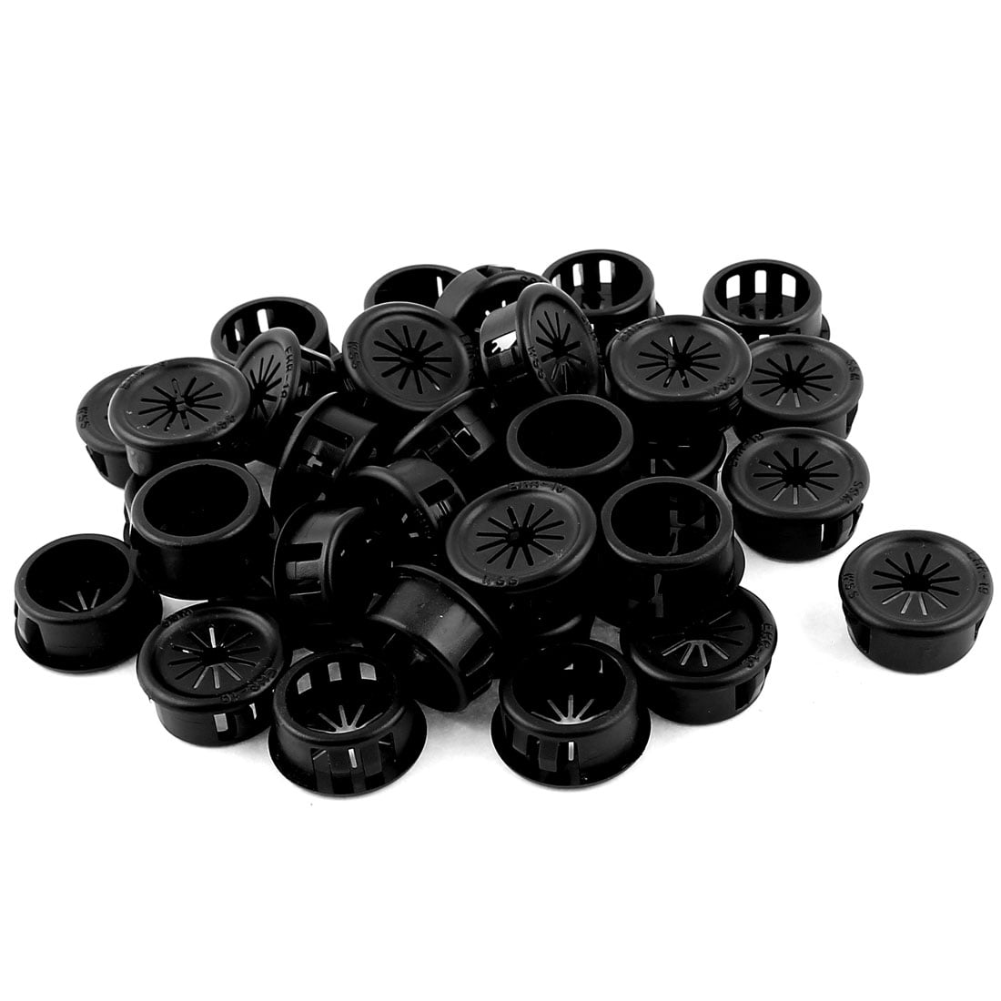 37pcs 20mm Universal Black Plastic Cable Snap Locking Bushing Grommet ...