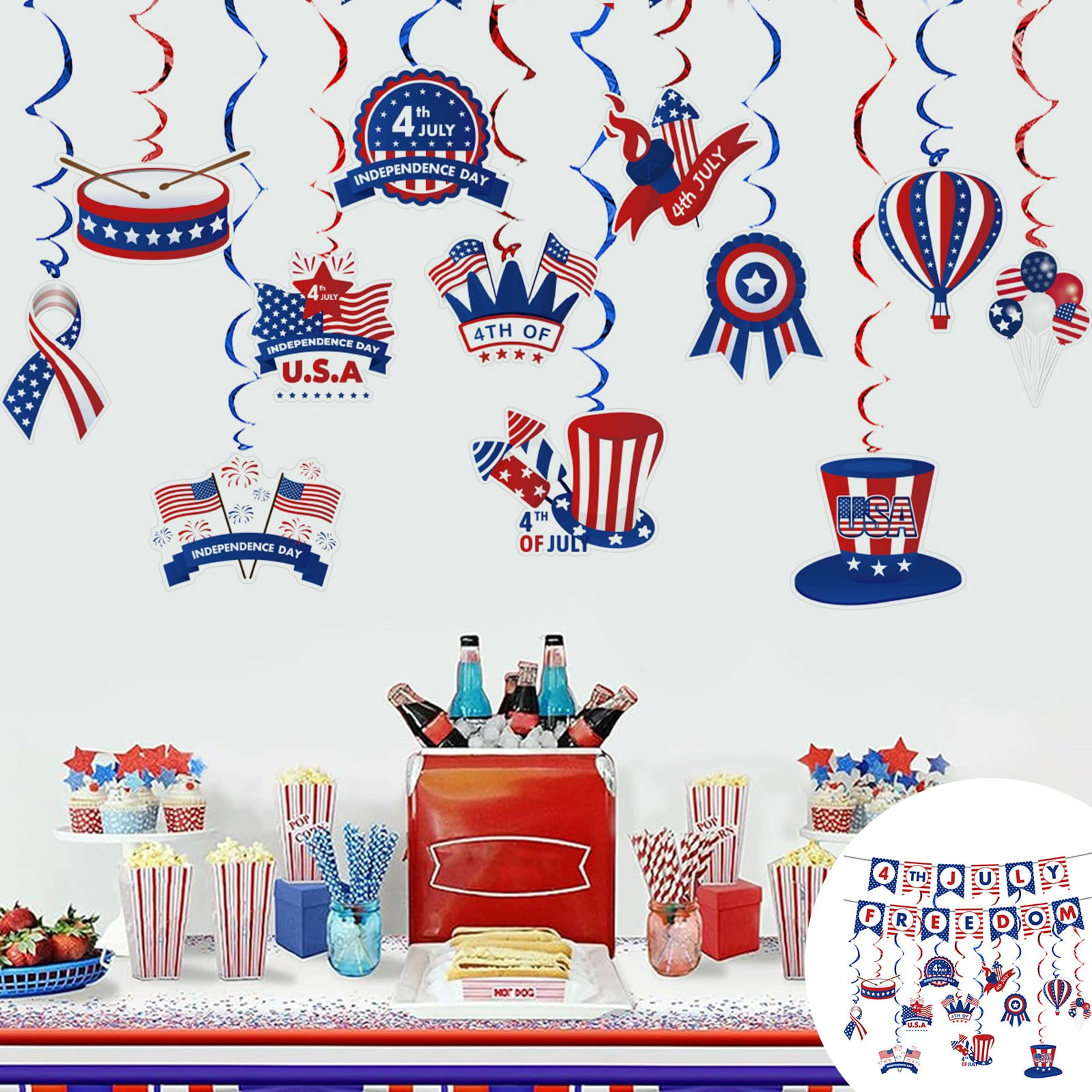 37pcs 4th of July Decorations Set, Patriotic Banner with USA Hanging ...