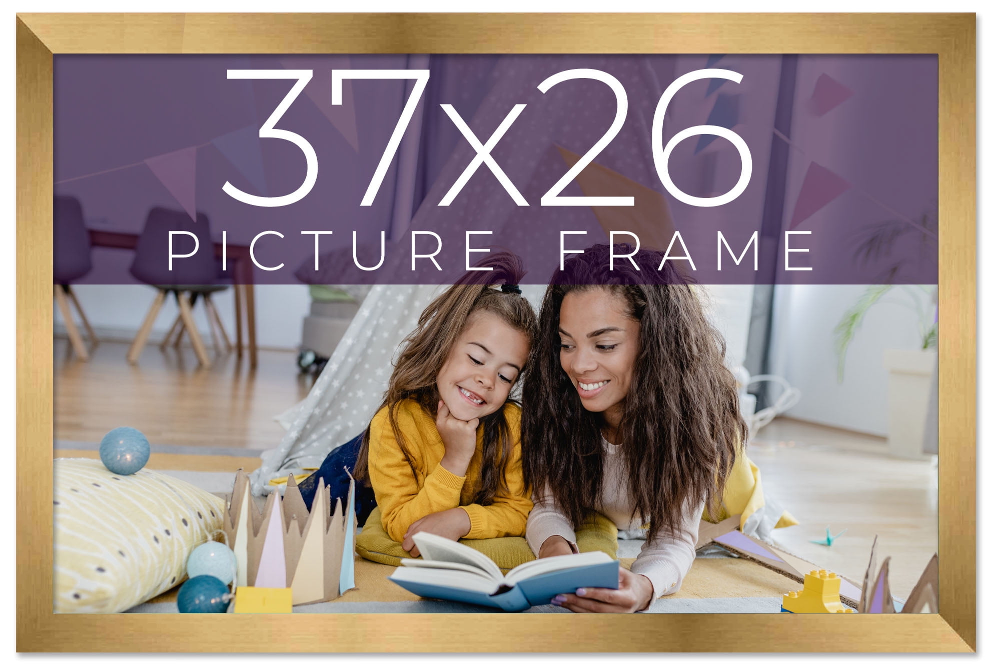 37x26 Frame Gold Bronze Solid Wood Picture Frame Width 0.75 Inches ...