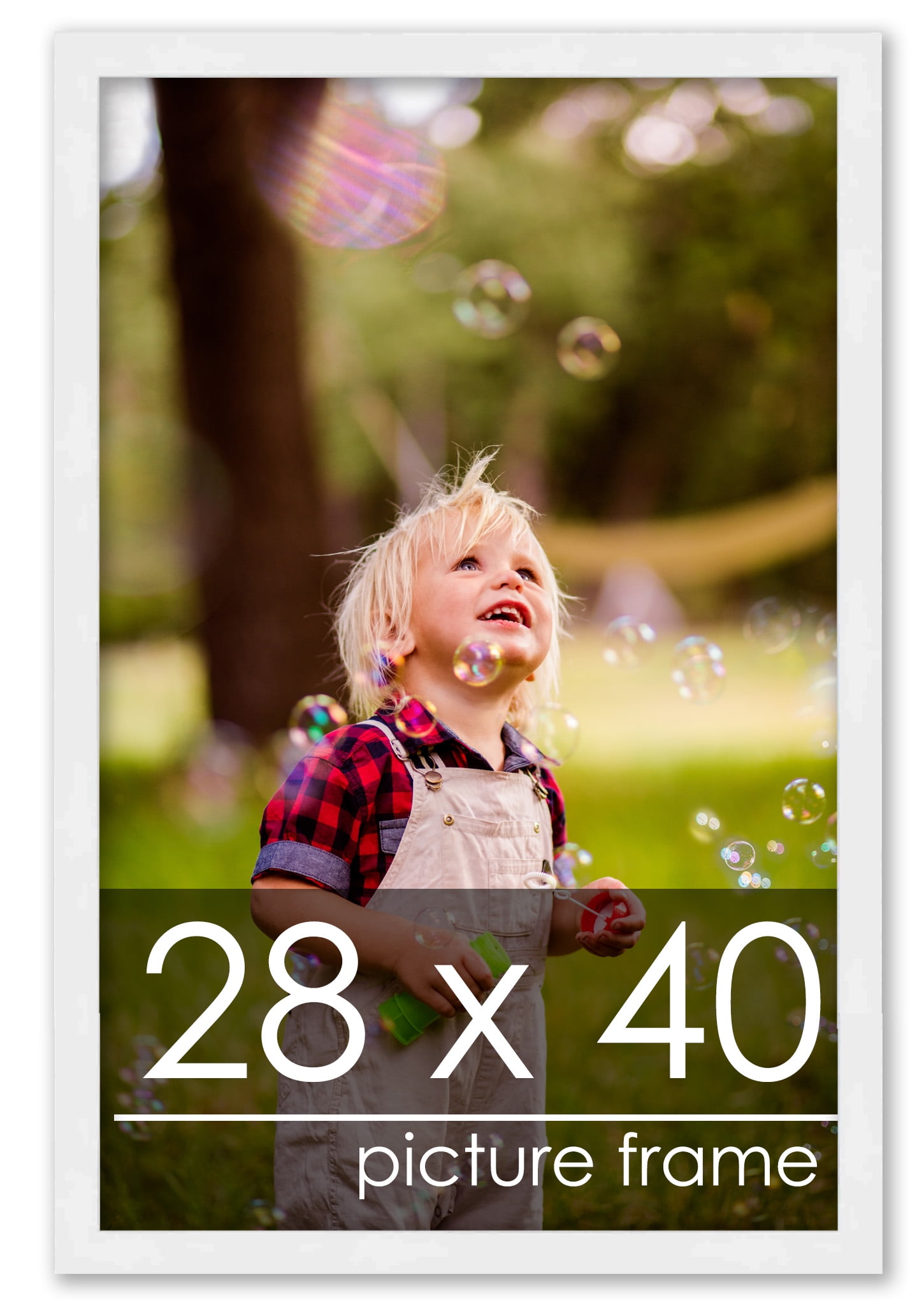 40x28 White Wood Picture Frame - UV Acrylic, Foam Board Backing ...