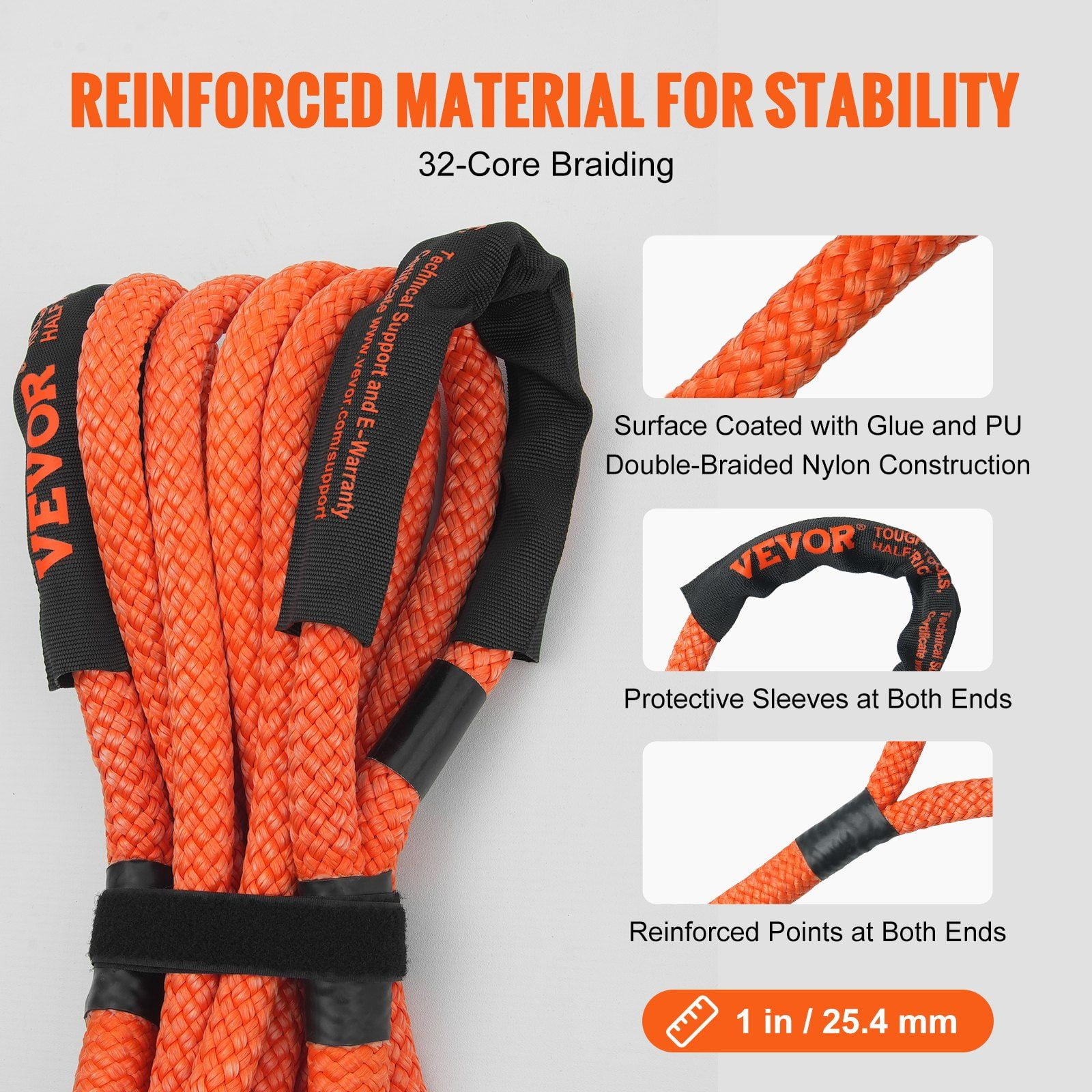 38,000 lbs Extreme Duty Kinetic Recovery Strap with 30% Elasticity ...
