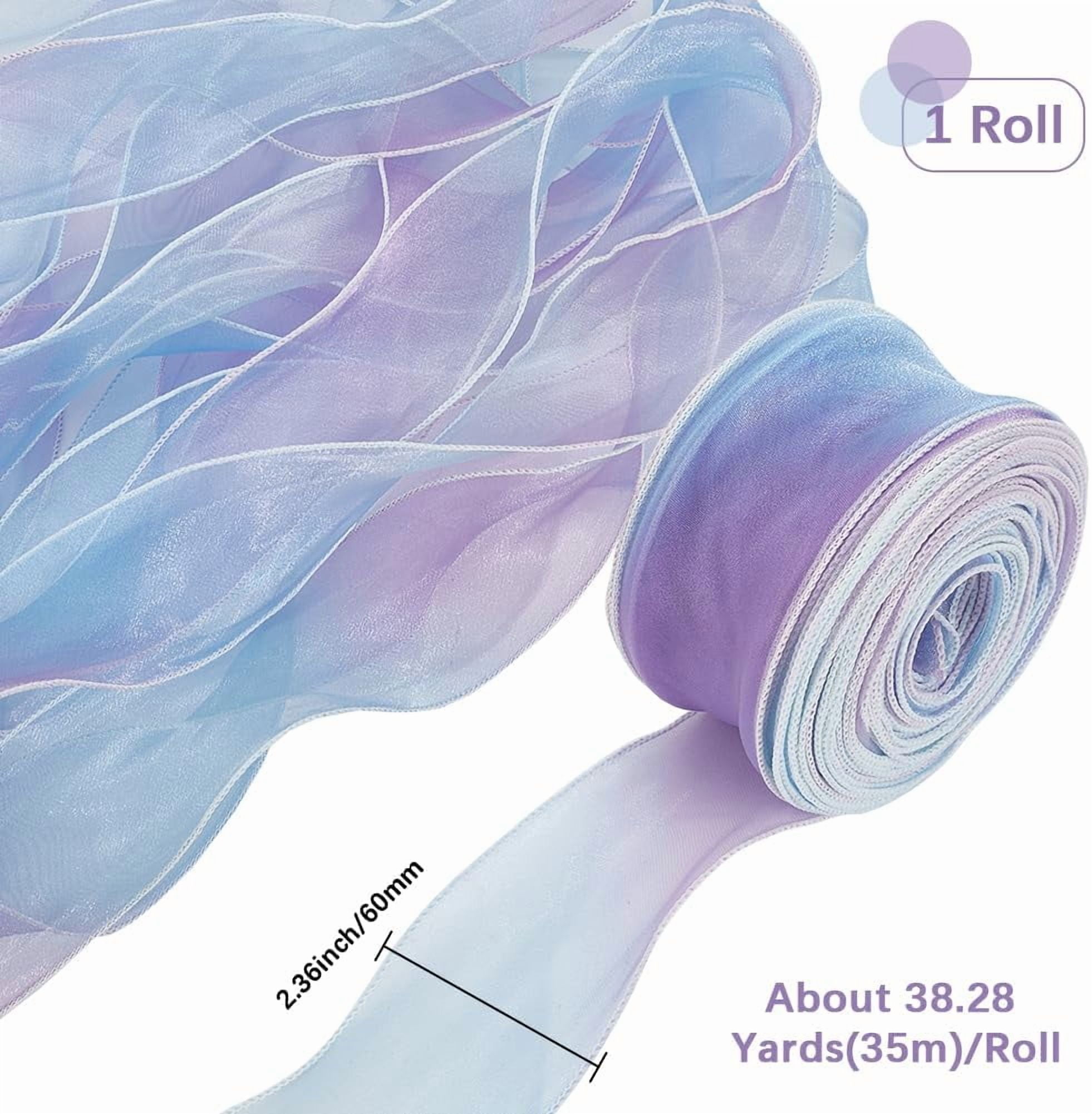 38.28 Yards 2 3/8 Inch Gradient Organza Lace Ribbon Pleated Ruffled ...