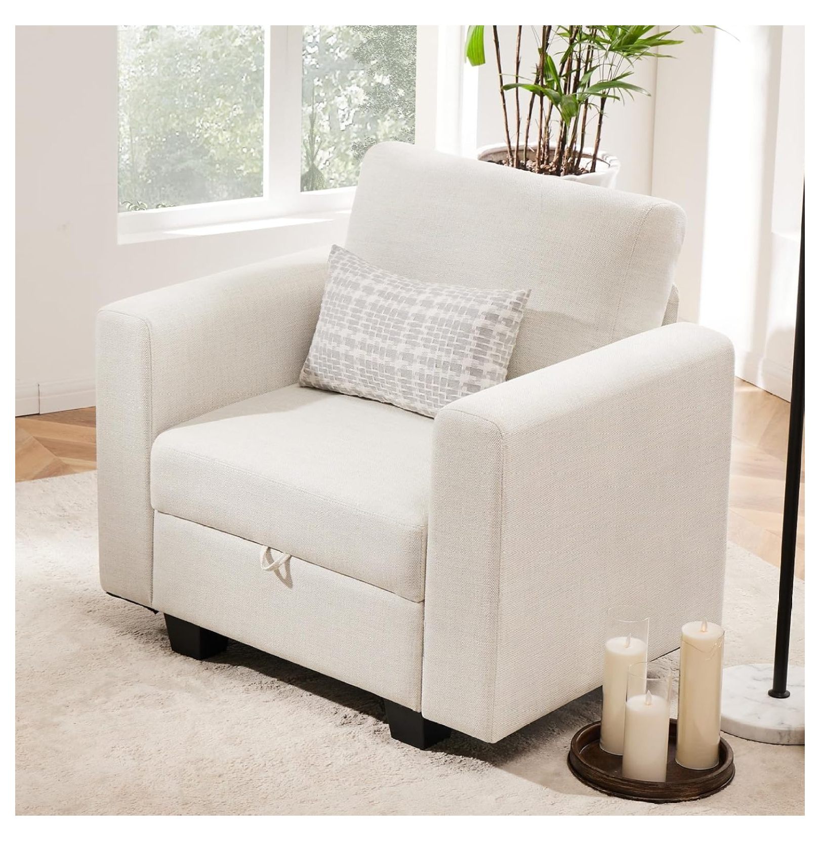 38.5 Oversized Accent Chair with Storage Beige, Single Modern Accent ...