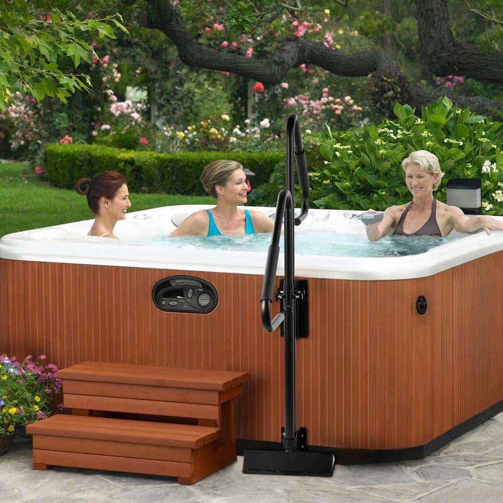 38"-58" Adjustable Spa Side Handrail, 360° Swivel Railing with Non-Slip ...