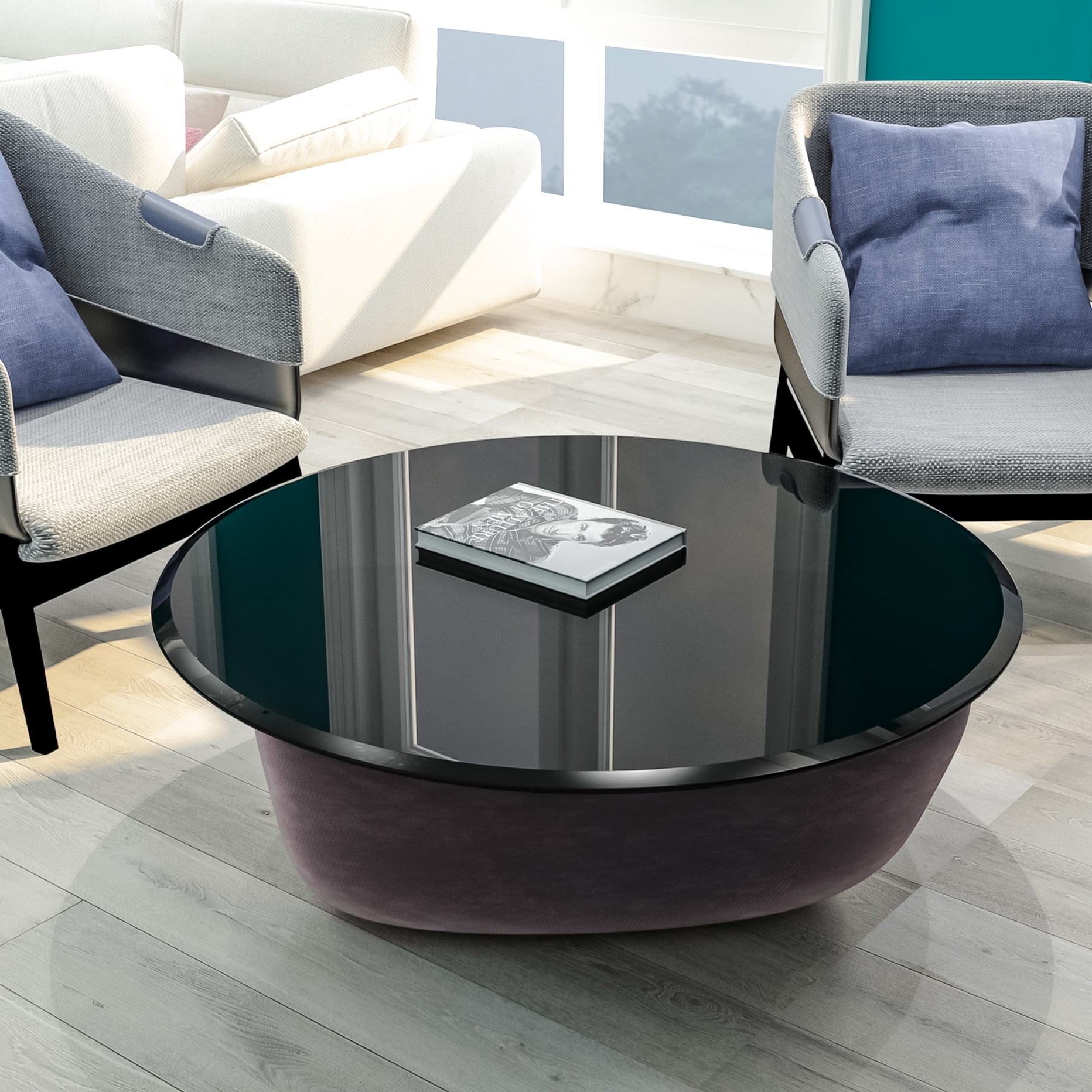 38.6" Inch Black Tempered Glass Table Top, 2/5" Thick, Beveled ...