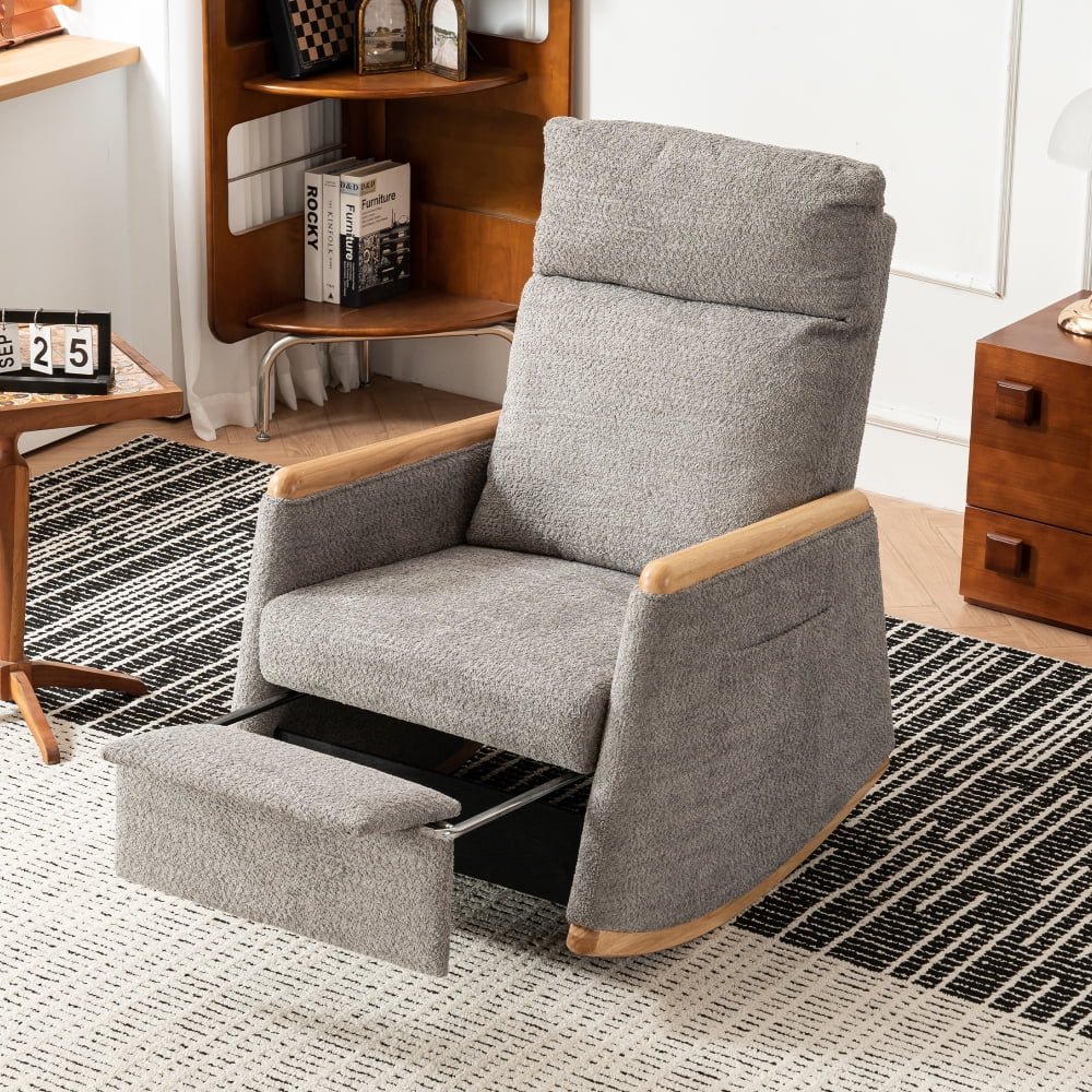 38.6D X 26.8W X 40.6H'' Accent Rocking Chair with Footrest High Back ...