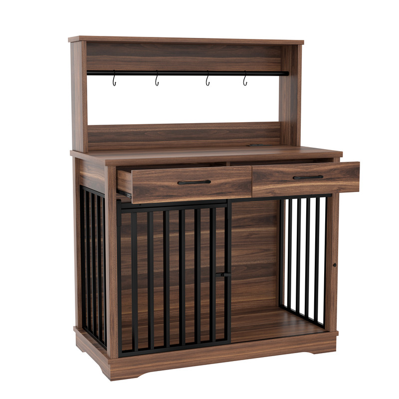 38" Dog Crate Furniture, Heavy Duty Dog Cage Table with 2 Storage ...