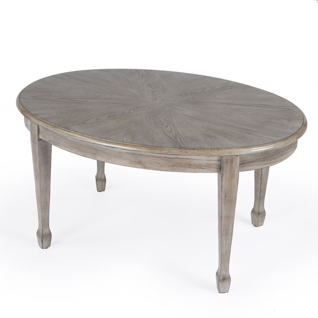 38" DriftWood Solid And Manufactured Wood Oval Distressed Coffee Table ...
