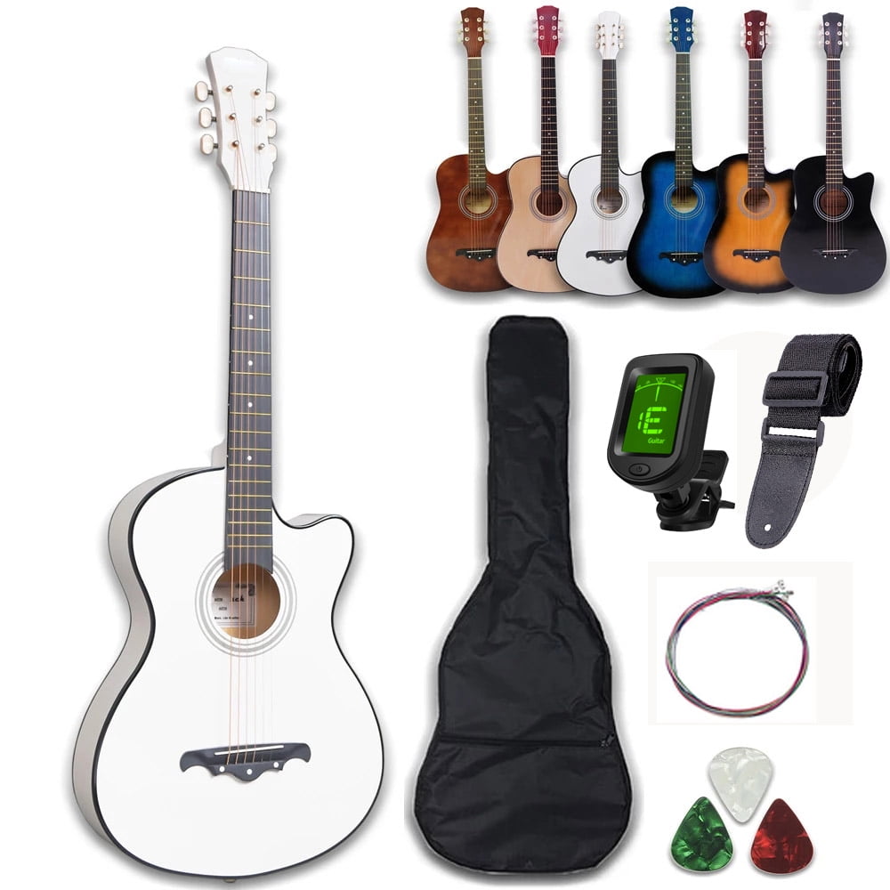 38" Full Size Folk Acoustic Guitar Starter Set for Youth & Adults, Full ...
